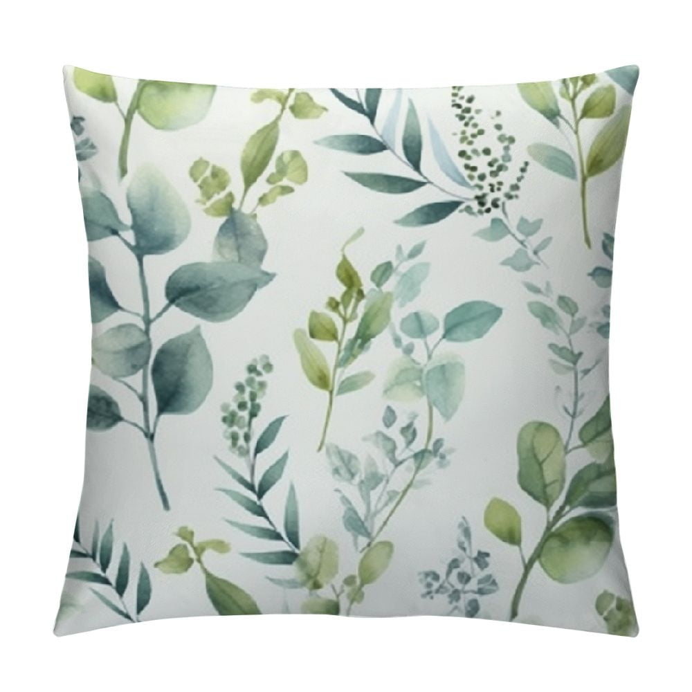 COMIO Farmhouse Sage Green Leaf Throw Pillow Covers Spring Summer ...