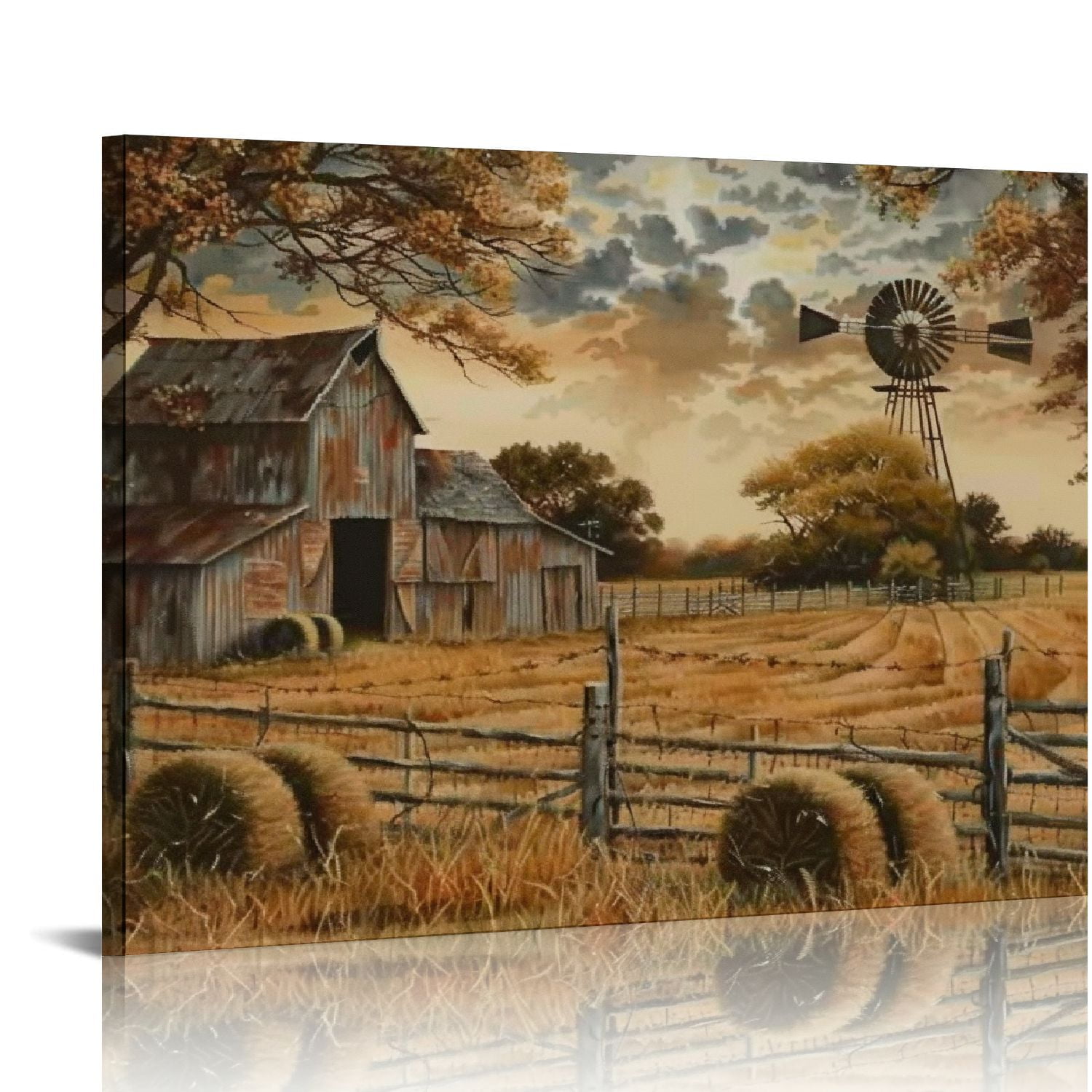 COMIO Farmhouse Wall Art Rustic Wall Decor Old Barn Canvas Prints ...