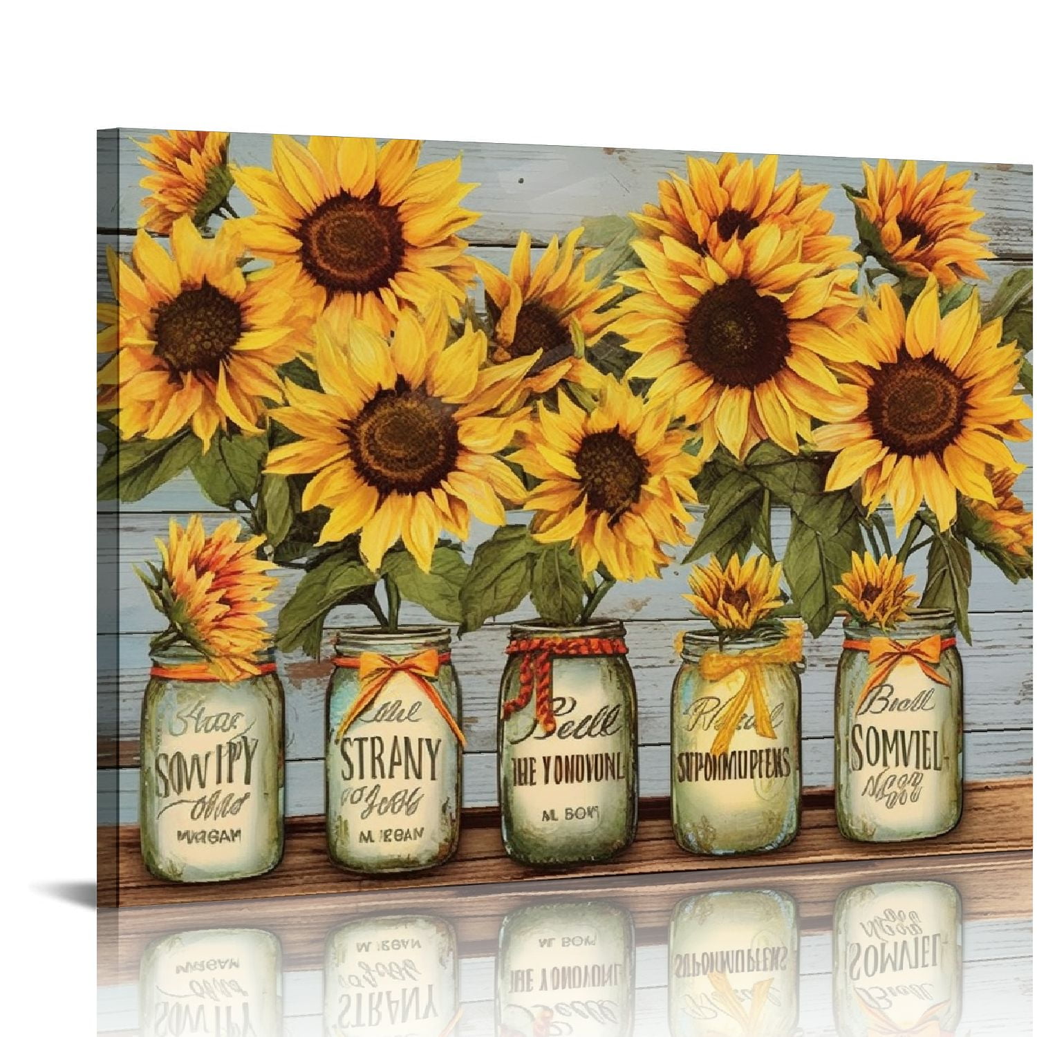 COMIO Farmhouse Wall Decor Rustic Sunflower Wall Art Inspirational ...