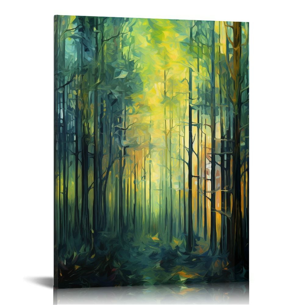 COMIO Fashion Canvas Wall Art Hand Painted Modern Birch Tree Artwork ...