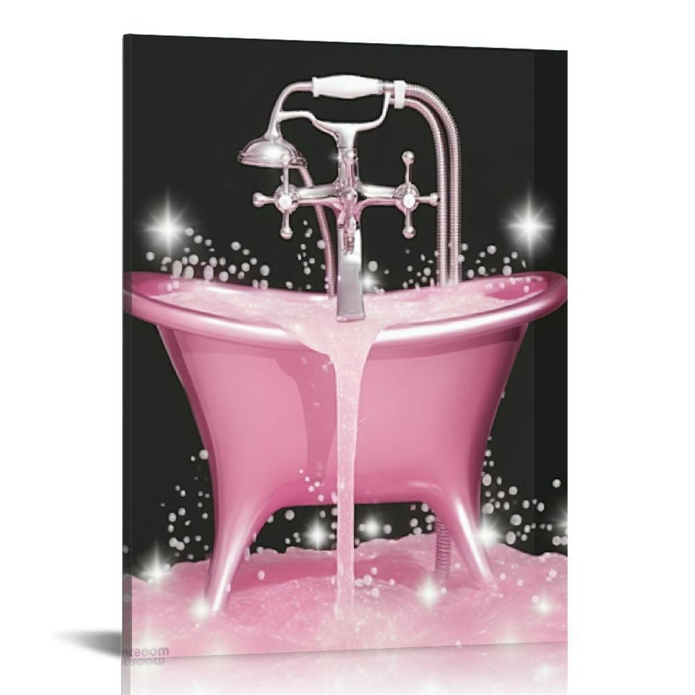 COMIO Fashion Wall Art Bathroom Wall Decor Prints Black and White Pink ...