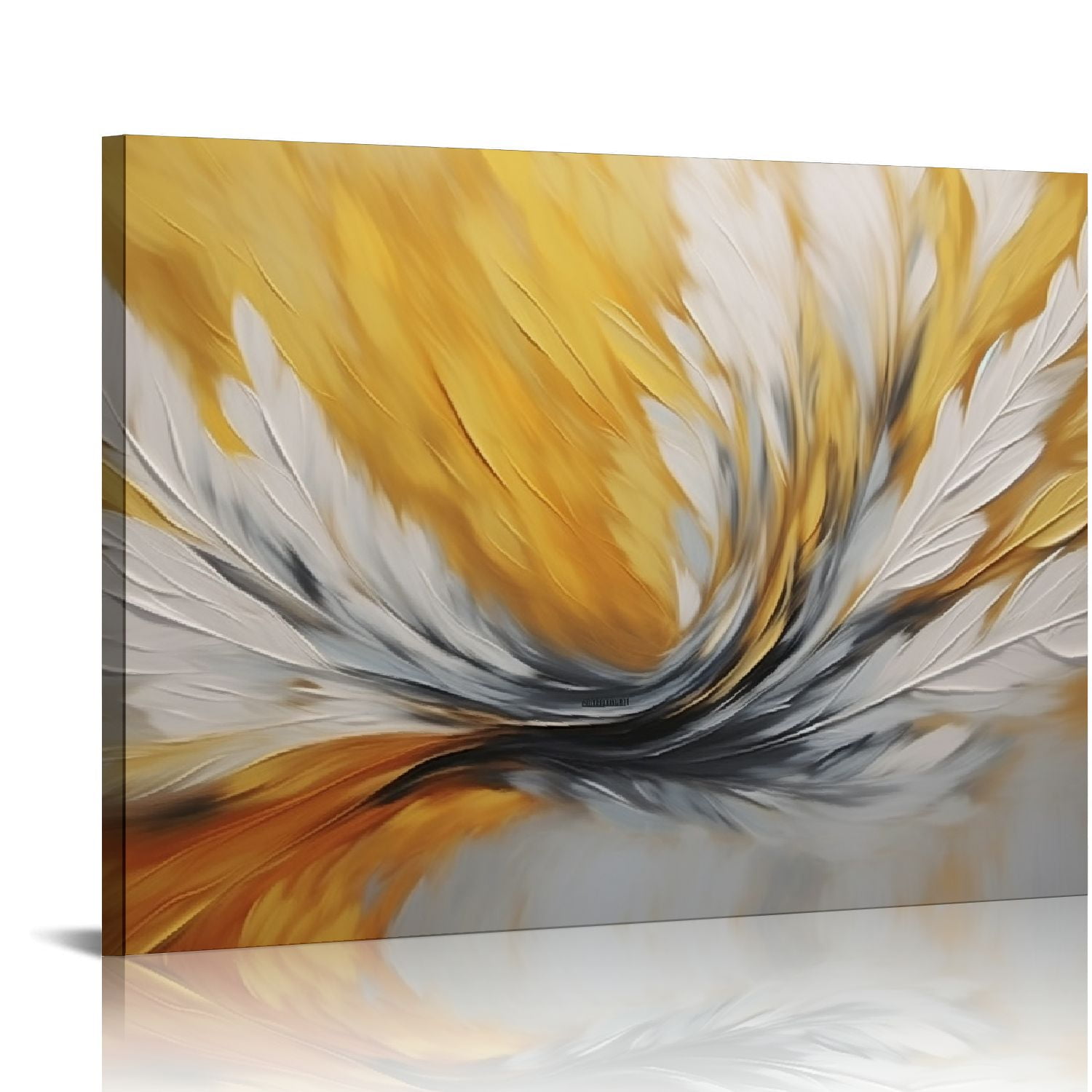 COMIO Feather Canvas Painting Wall Decor, One Piece Platinum Brown ...