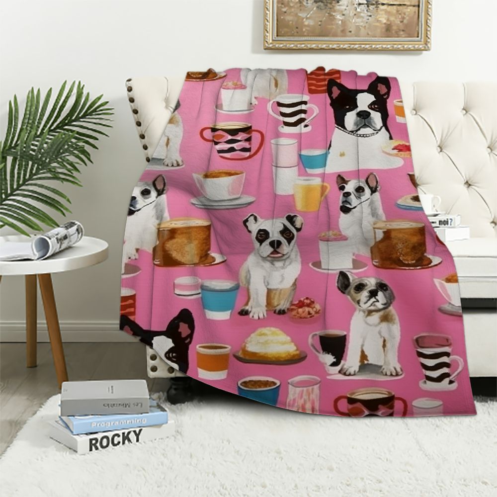 COMIO Fench Bulldog and Coffee Blanket Fench Bulldog Gifts for Girls ...