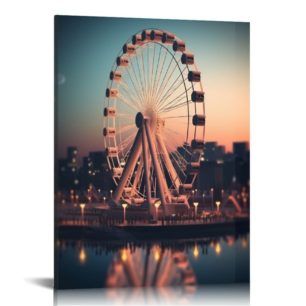 COMIO Ferris Wheel Canvas Wall Art Painting Scenery Artwork Picture for ...