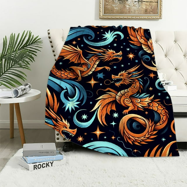 COMIO Fire Dragon Blanket Dragon Magic Blankets for Toddler Red Dragon ...