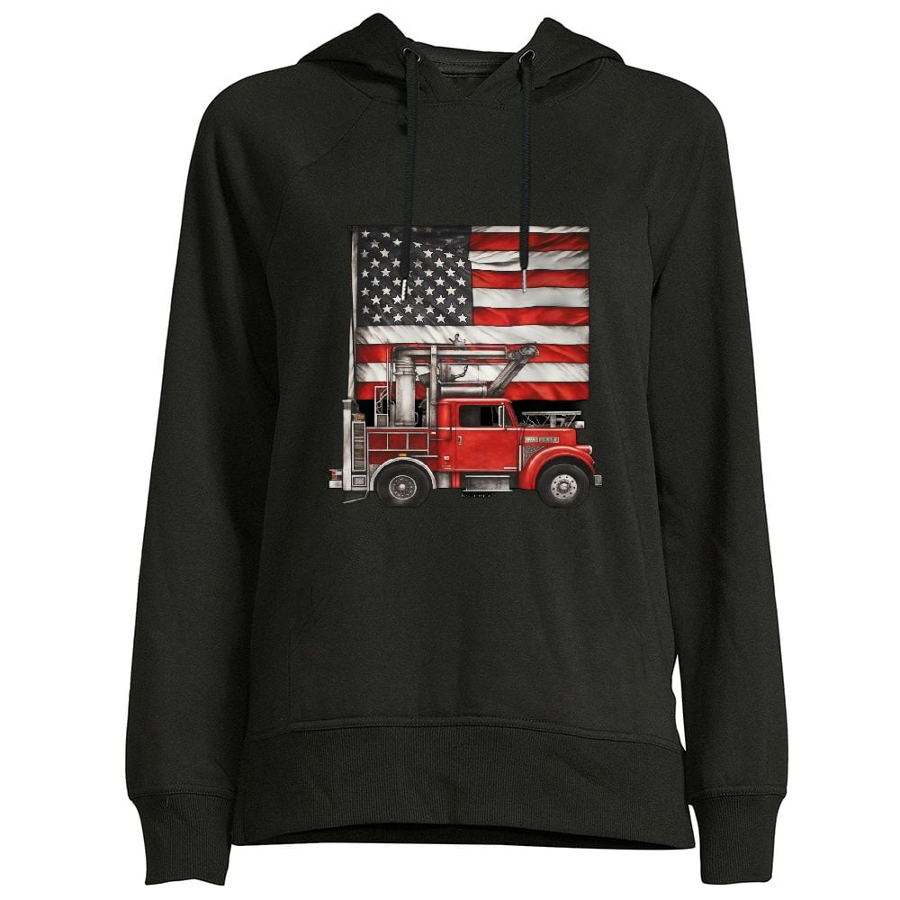 COMIO Firefighter American Fire Truck red Axe Fireman US flag Pullover ...