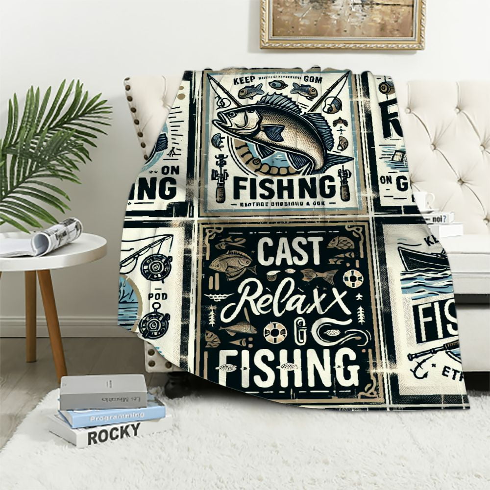 COMIO Fish Blanket for Fishing Lovers, Fishing Gifts for Men, Soft ...