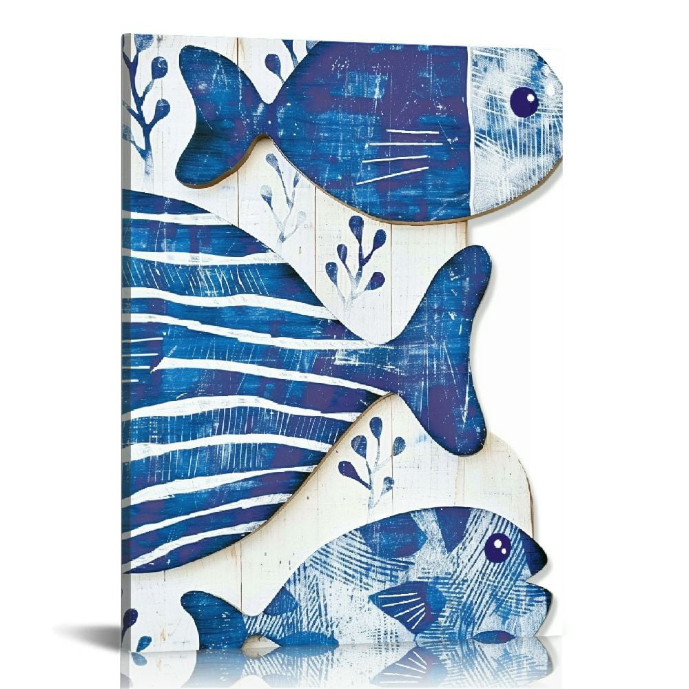 COMIO Fish Nautical Wall Decor Kindergarten of Fish Wall Art Hanging ...