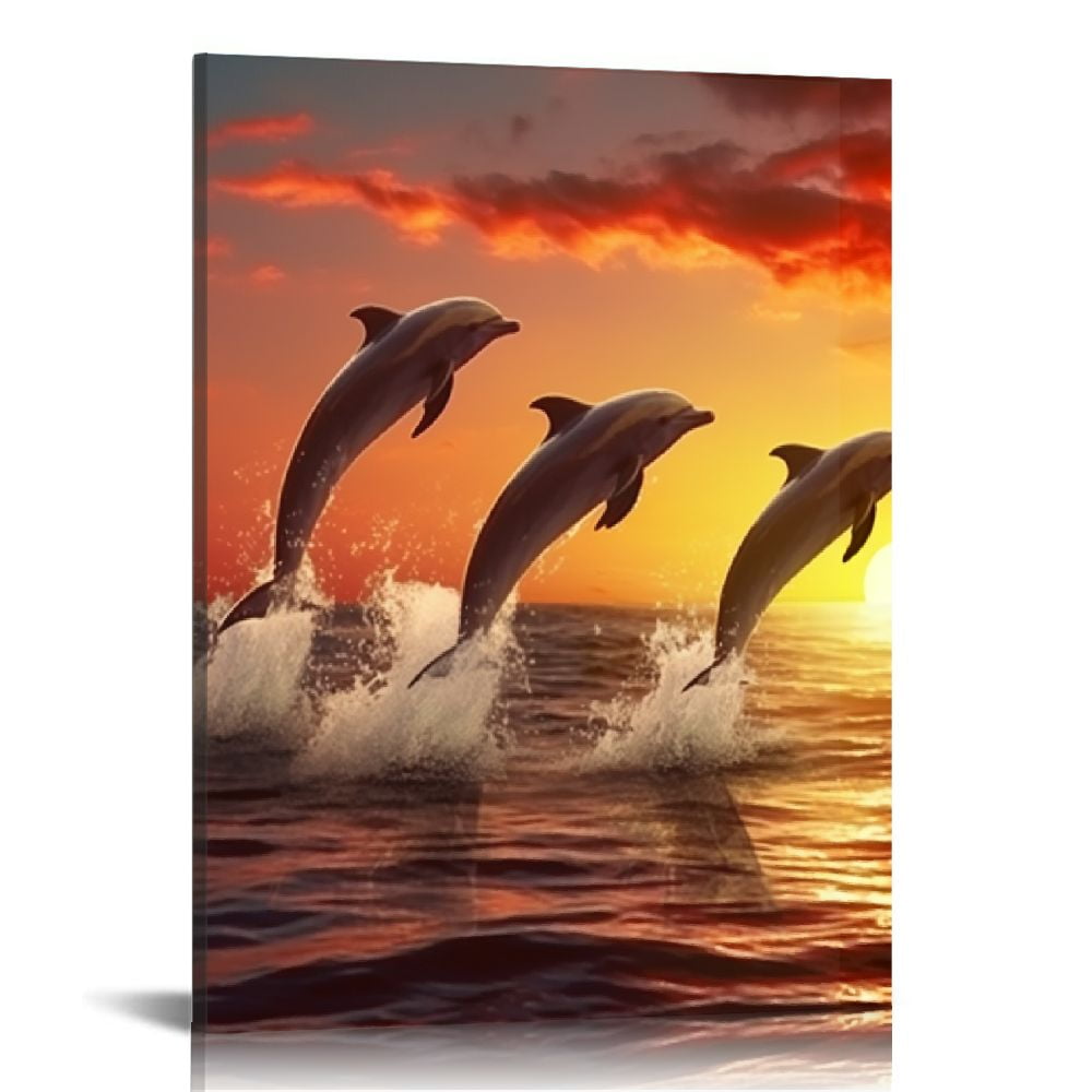 COMIO Fishing Series Wall Art Jumping Dolphin Picturs 5 Piece Printed ...