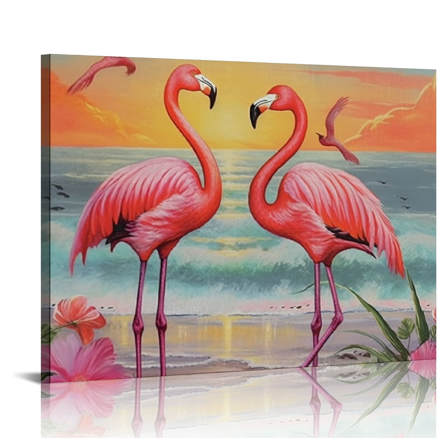 COMIO Flamingo Beach Bathroom Wall Art Tropical Palm Coastal Ocean ...
