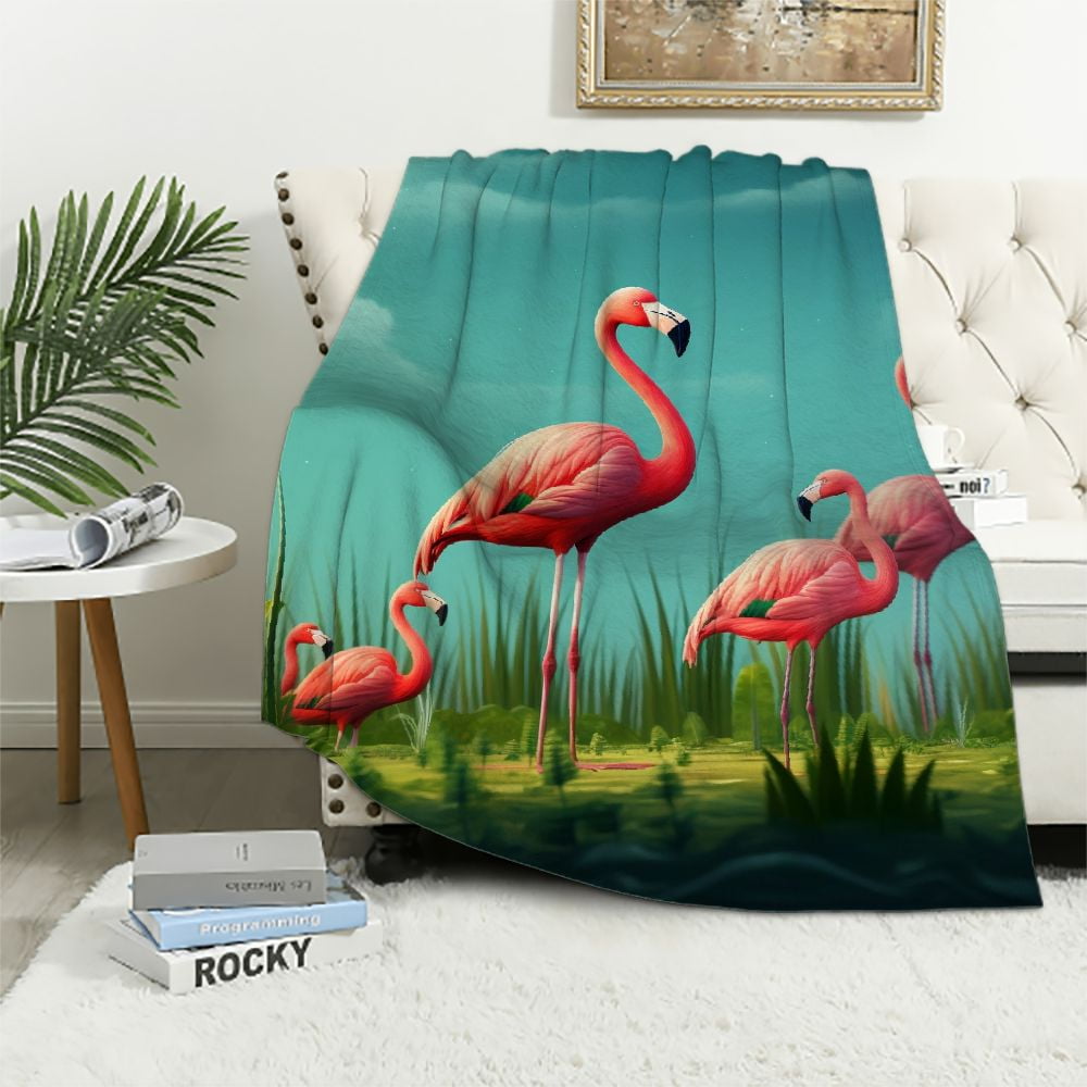 COMIO Flamingo Tropical Forest Cute Blanket, Soft Blankets Flannel Bed ...