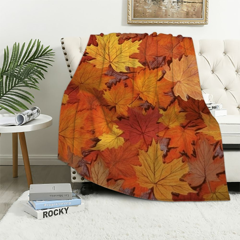 COMIO Flannel Blanket Exquisite Gifts Maple Autumn Leaves Fall Leaf Red ...