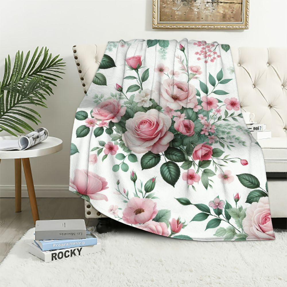 COMIO Floral Blanket Flower Blanket Botanical Spring Flowers Blanket ...