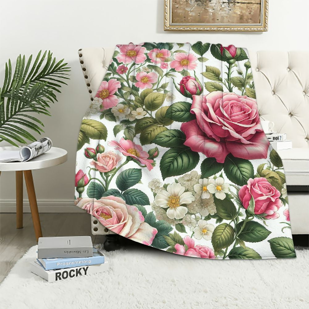 COMIO Floral Blanket Flower Blanket Botanical Spring Flowers Blanket ...
