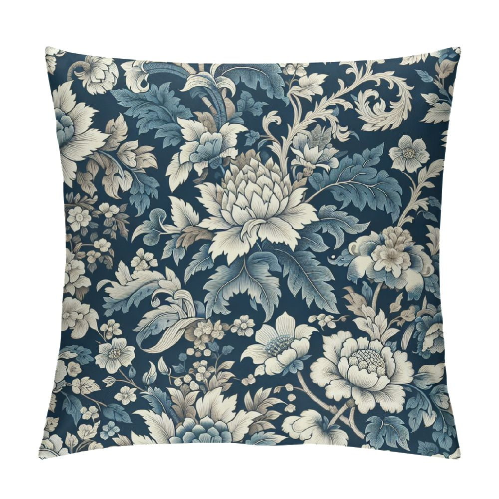 Comio Floral Blue And White Flower Chinoiserie Throw Pillow Covers