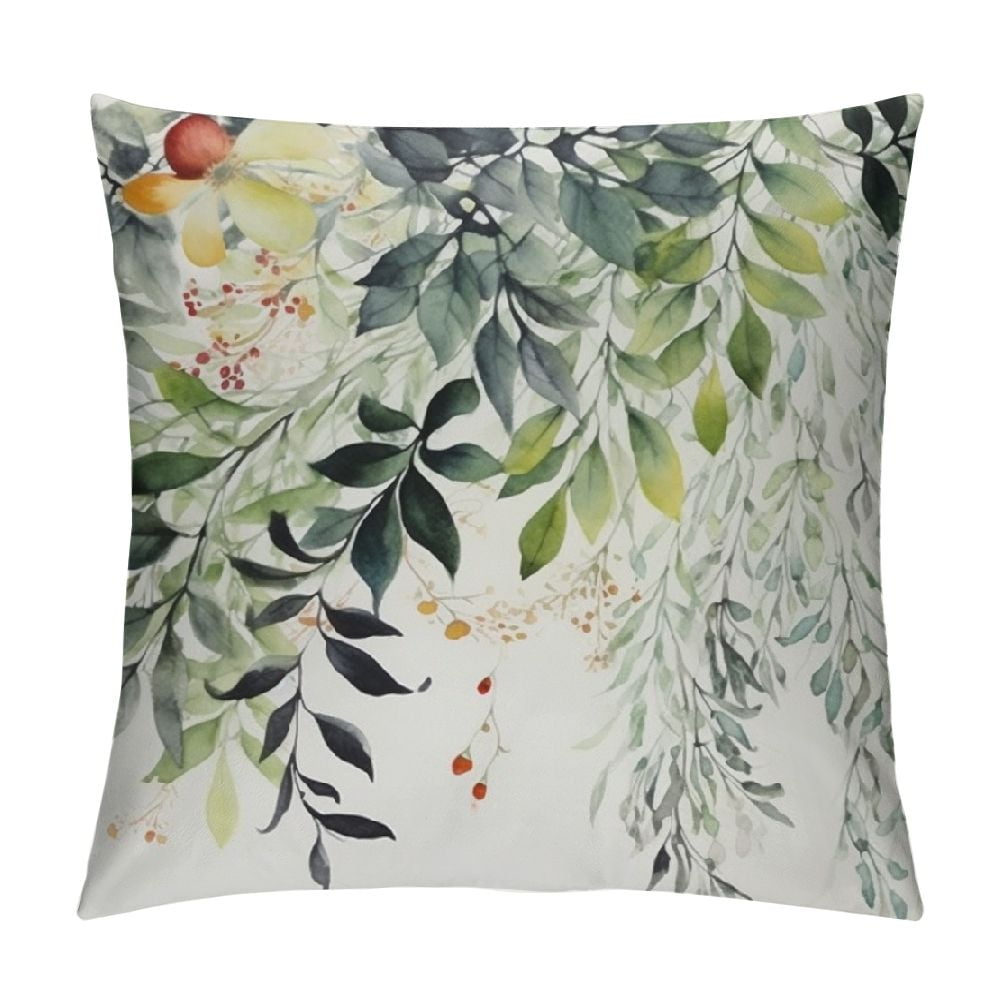 Comio Floral Spring Green Pillow Covers Vintage Wild Flowers Decor Sage