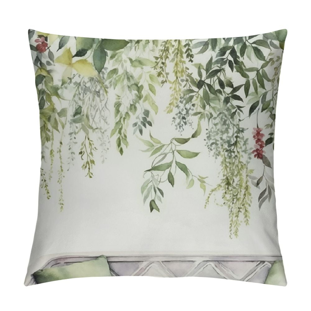 Comio Floral Spring Pillow Covers Vintage Wild Flowers Decor Sage Green