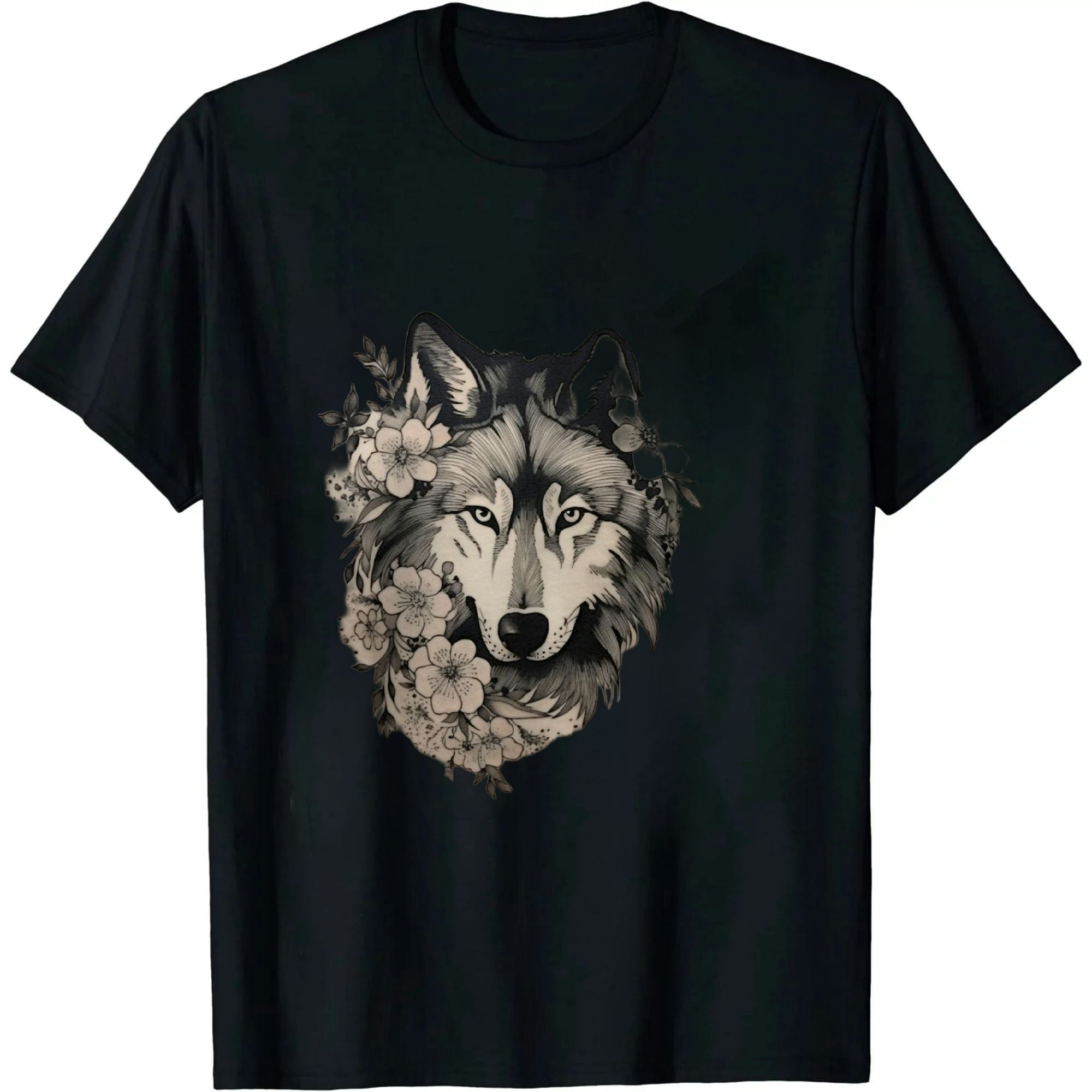 COMIO Floral Wolf Lover Vintage Flowers Wolf Face For Wolves Lover T ...