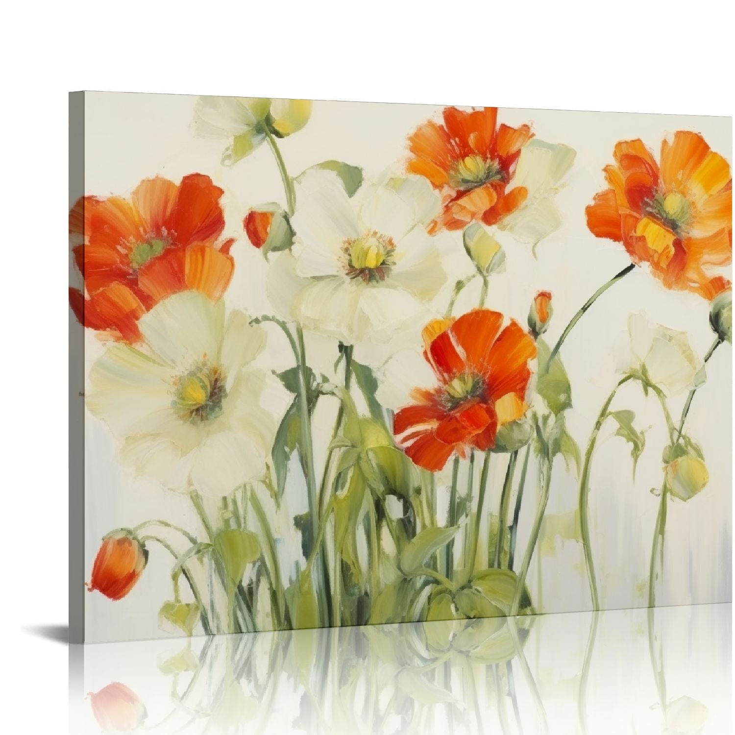 COMIO Flower Artwork Orange Poppies Picture Elegant Flowal Canvas Wall ...