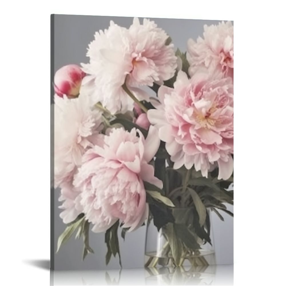 COMIO Flower Canvas Artwork Wall Art: Peony Floral Picture Print on ...