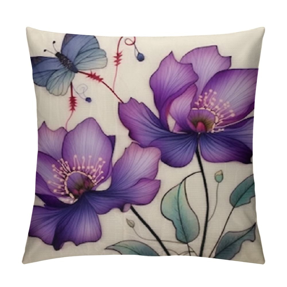 Comio Flower Decorative Throw Pillow Covers Watercolor Floral Farmhouse