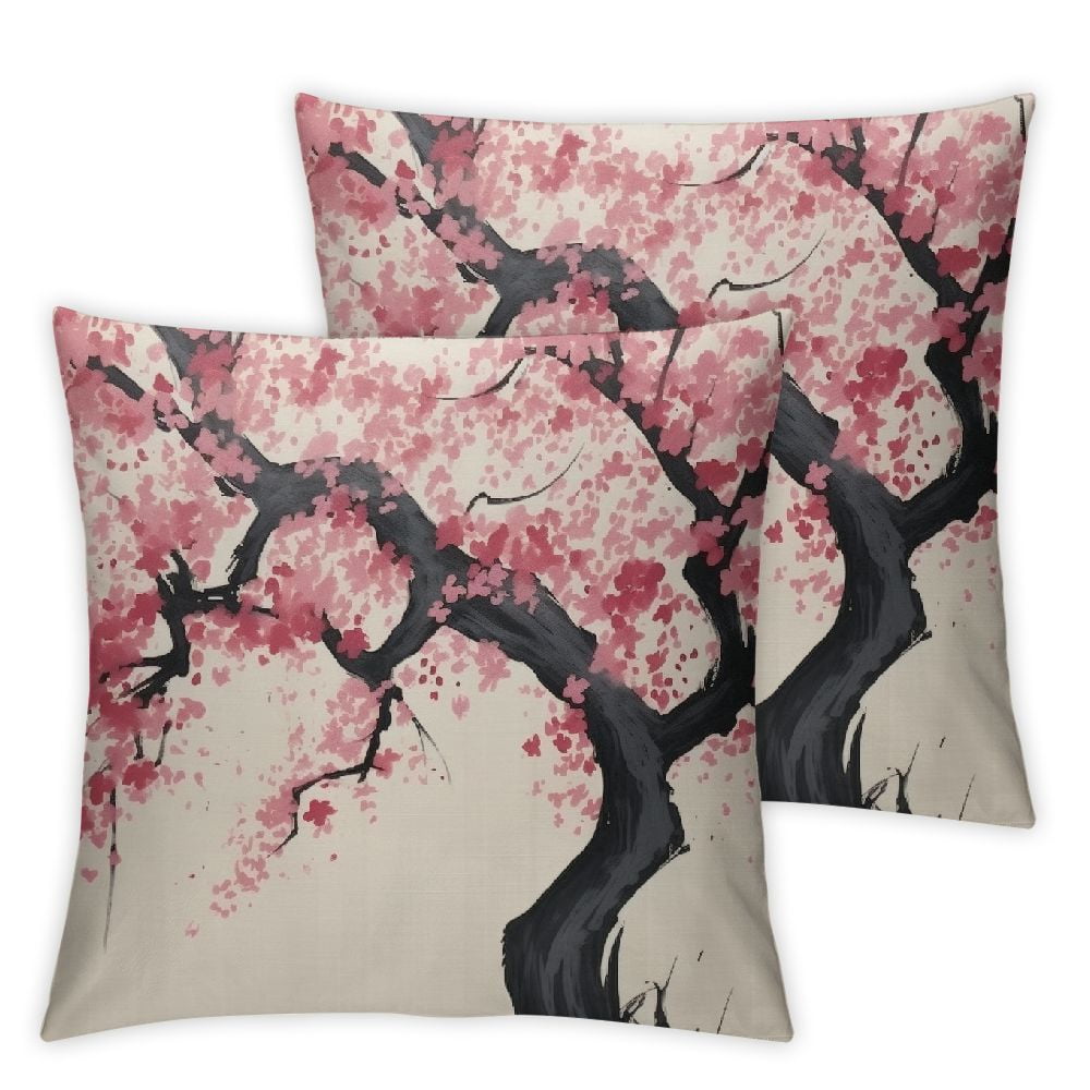 Comio Flower Pillow Case Japanese Cherry Tree Blossom Cushion Cover
