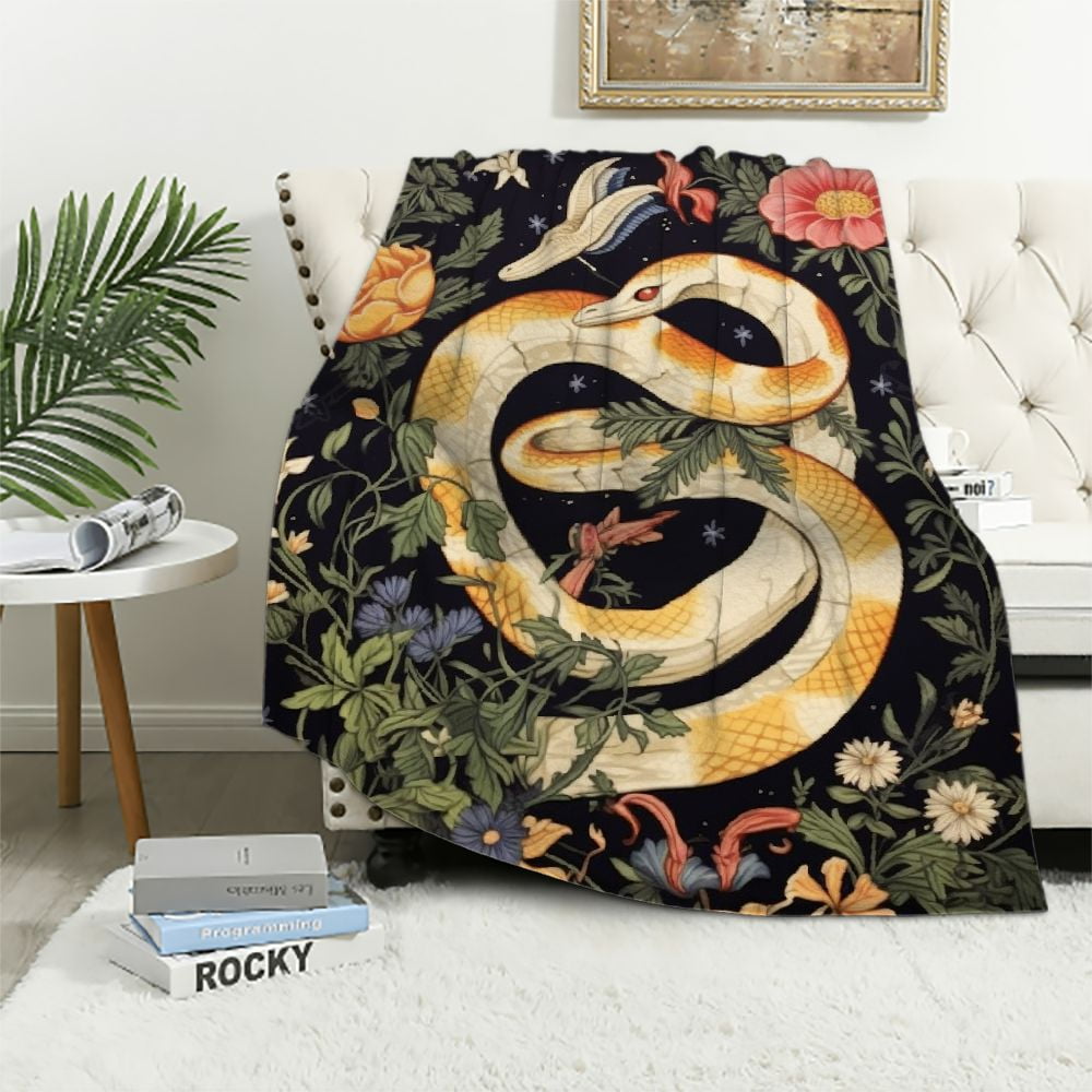 COMIO Flower Snake Blanket Gift for Girl Women Flower Snakes Blanket Soft Flower Throw Blanket ...
