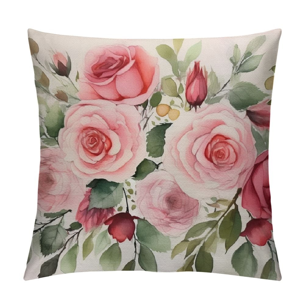 COMIO Flower Throw Pillow Cover Flower Floral Leaf Buds Pillow Case ...