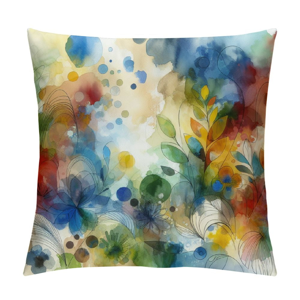 YANMS Flower Throw Pillow Cushion Cover, Vibrant Colored Blooms Down ...