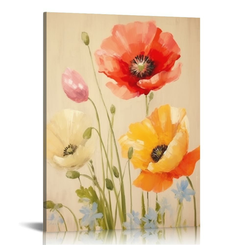 COMIO Flower Wall Art Colorful Poppy Canvas Prints Wall Decor Oil ...