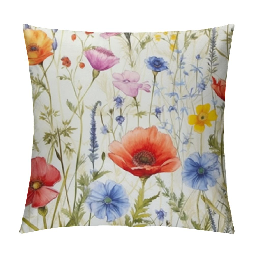 COMIO Flowers Throw Pillow Covers Super Soft Couch Pillow Covers Red ...