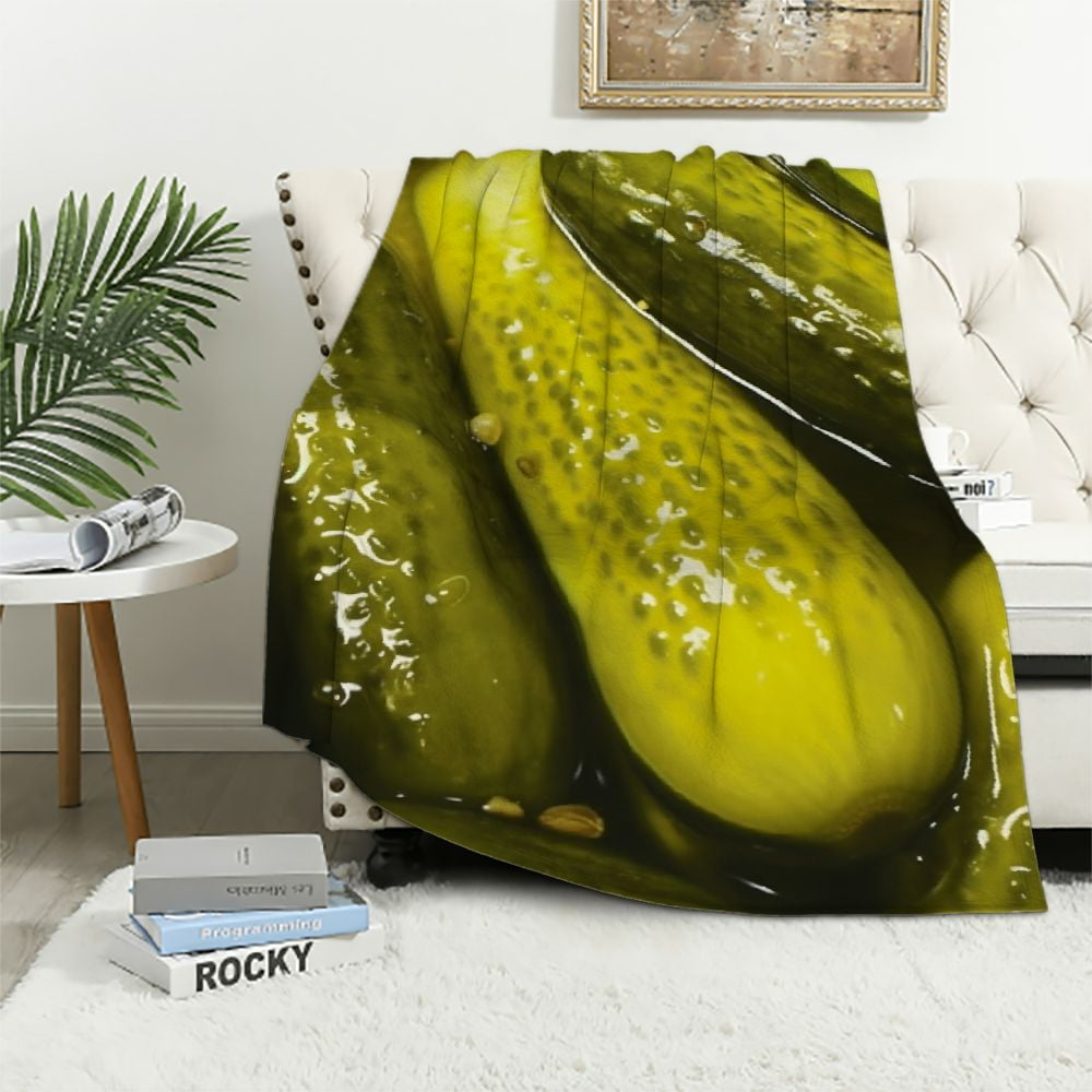 COMIO Foodie Whole Pickles Pickle Print Throw Blanket Soft Cozy Fluffy ...