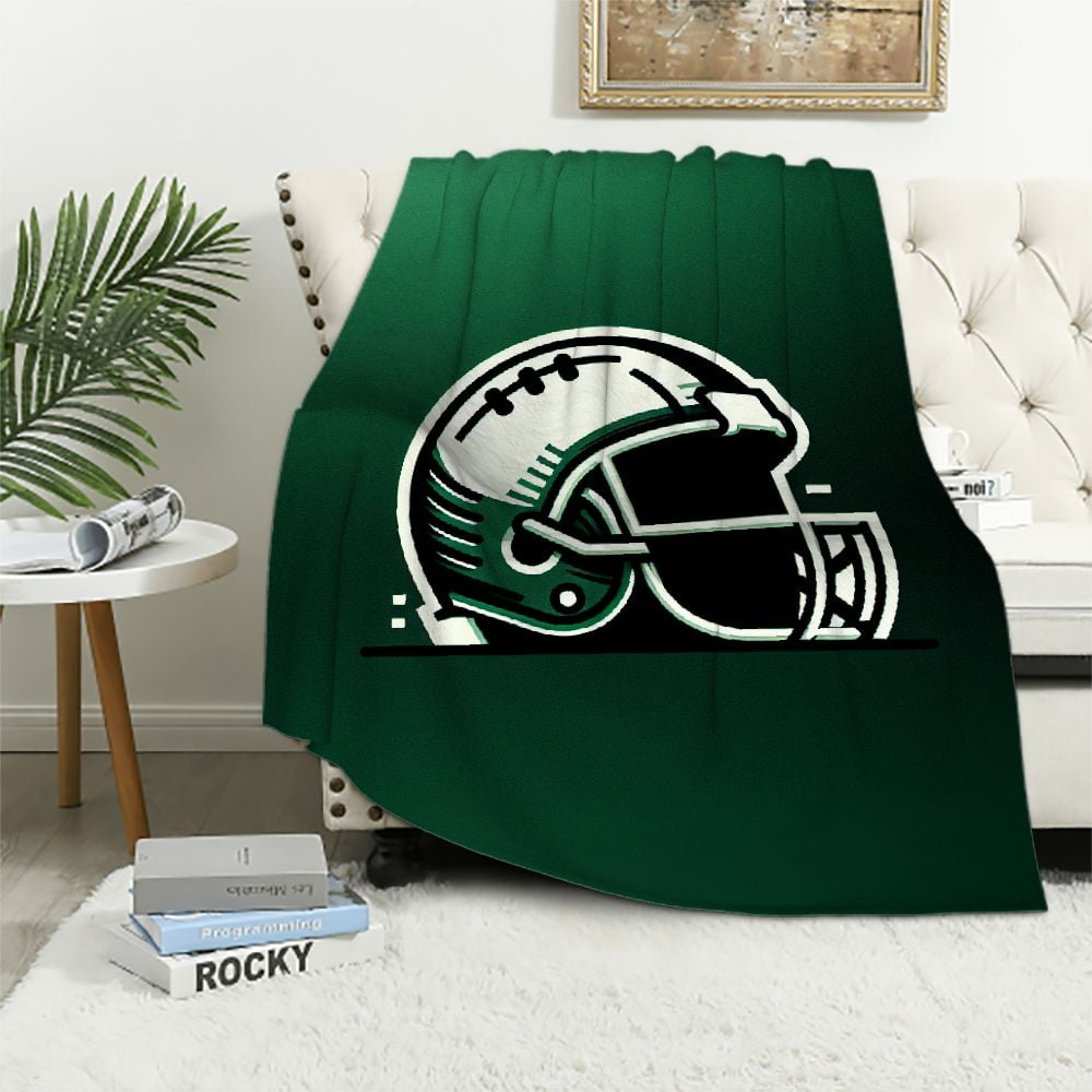 COMIO Football Blanket Rugby Blanket Green Black, American Football ...