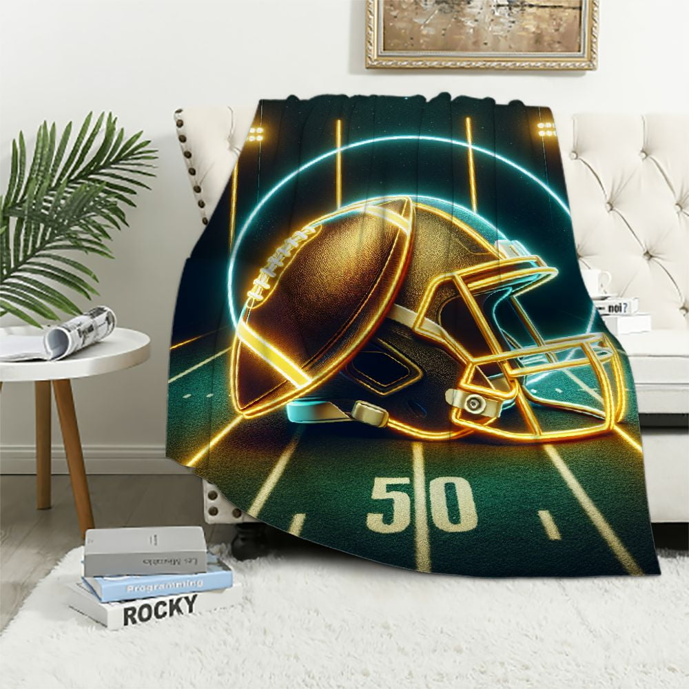 COMIO Football Fuzzy Blanket for Sofa Bed Couch Sports Throw Blanket ...