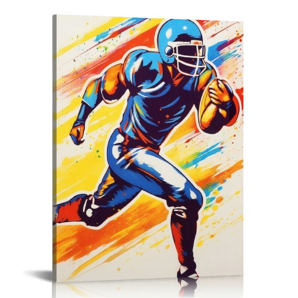 COMIO Football Player Watercolor Wall Art Football Man Canvas Painting ...