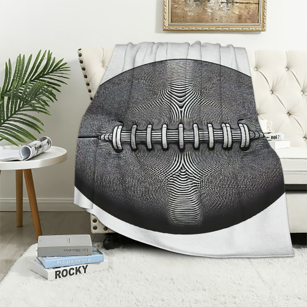 COMIO Football Throw Blanket Sports Theme Sherpa Blanket Rugby Game ...