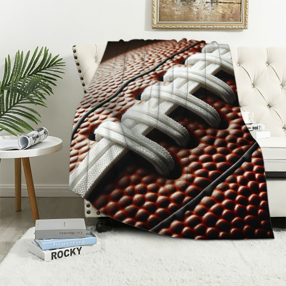 COMIO Football Throw Blanket for Women Men Teens Orange Rugby Printed ...