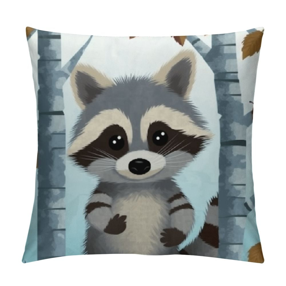 MLJA Forest Animal Pillow Covers Deer Fox Bear Raccoon Decorative Throw ...