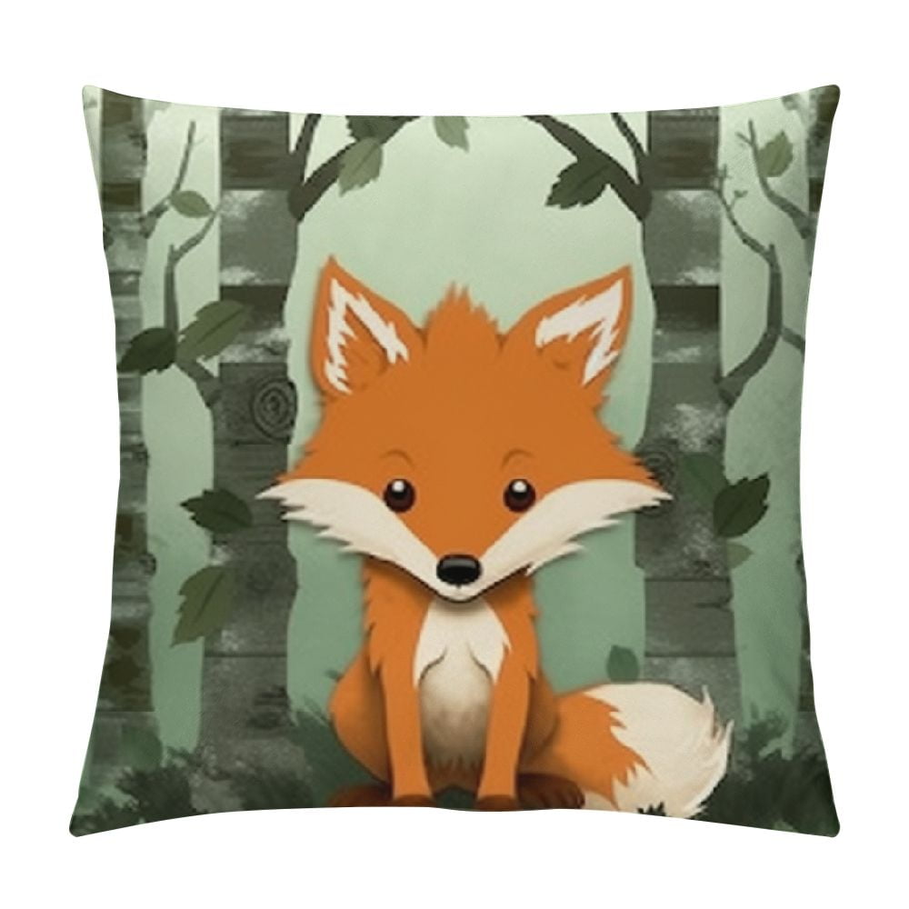 COMIO Forest Animal Pillow Covers Fox Decorative Throw Pillowcases for ...