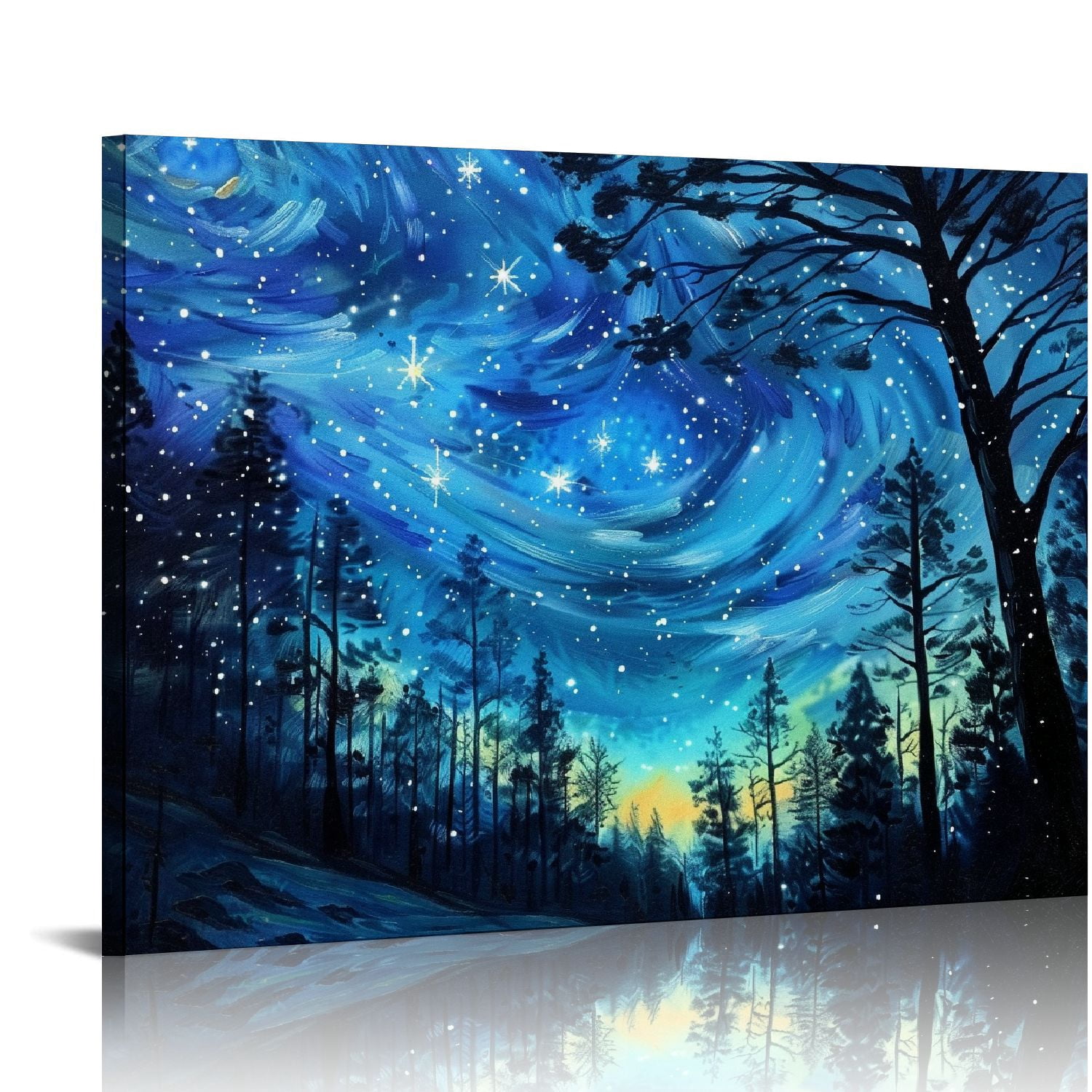 COMIO Forest Canvas Wall Art Visual Art Decor Fancy Blue Starry Night ...