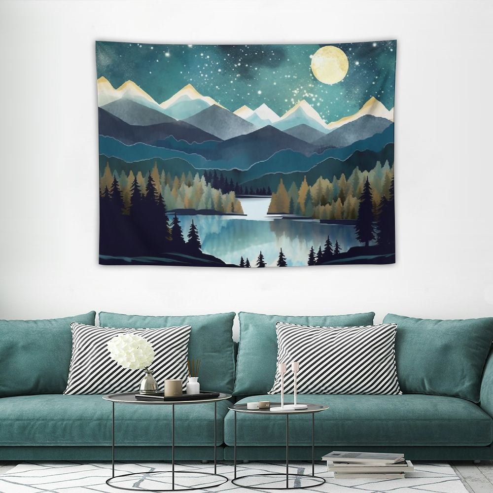 COMIO Forest Mountain Tapestry Mountains and Sun Starry Sky Decorative ...