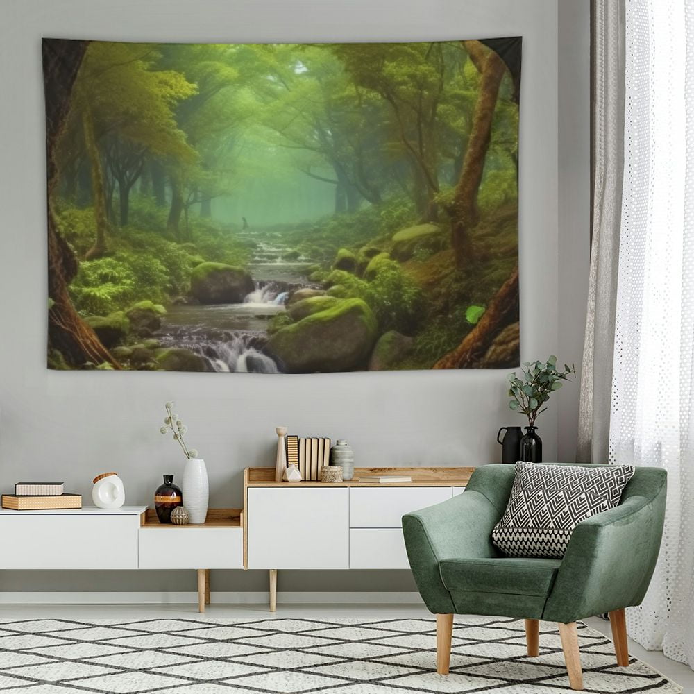 COMIO Forest Tapestry Nature Tree Cave Tapestry Wall Hanging Misty ...