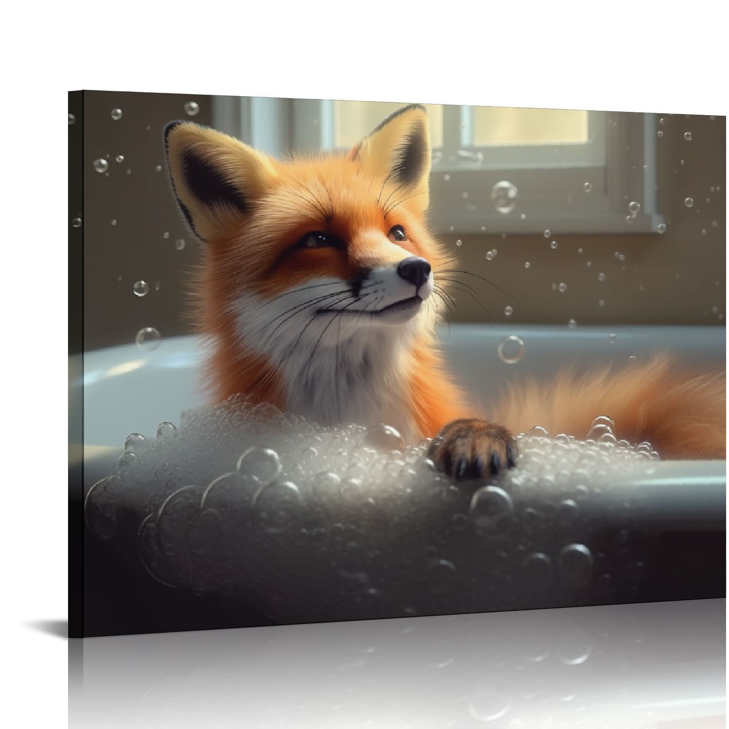COMIO Fox Bathroom Wall Art Cute Fox In Bathtub Bathroom Pictures Wall ...