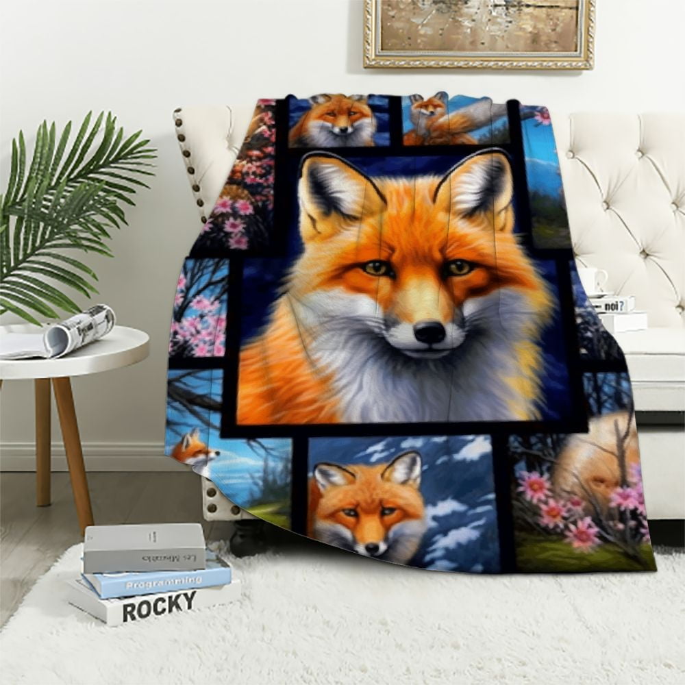 COMIO Fox Blanket Gifts for Women Girls - Animals Throw for Kids Adults ...