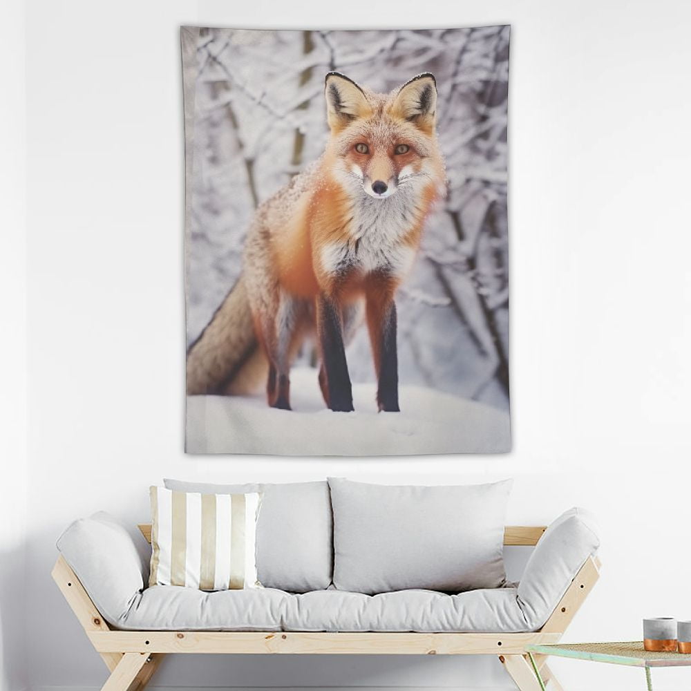 COMIO Fox Tapestry, Countryside Snow Landscape Furry Wild Animal ...