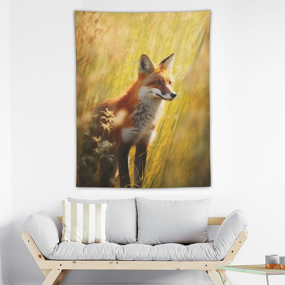 COMIO Fox Tapestry, Fox in the Summer Forest Fresh Meadow Grass ...