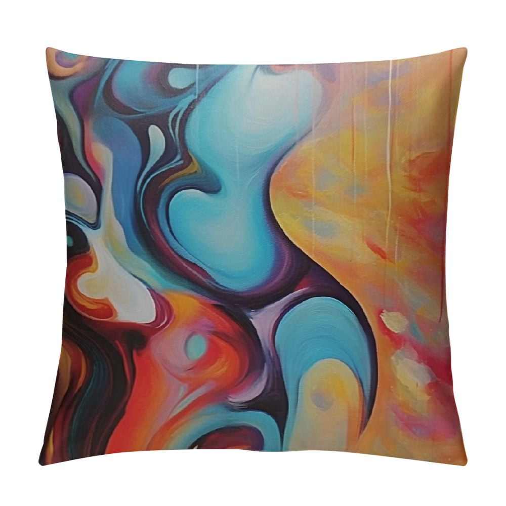 COMIO Fractal Waved Throw Pillow Case Cushion Covers Brown, Red, Orange ...