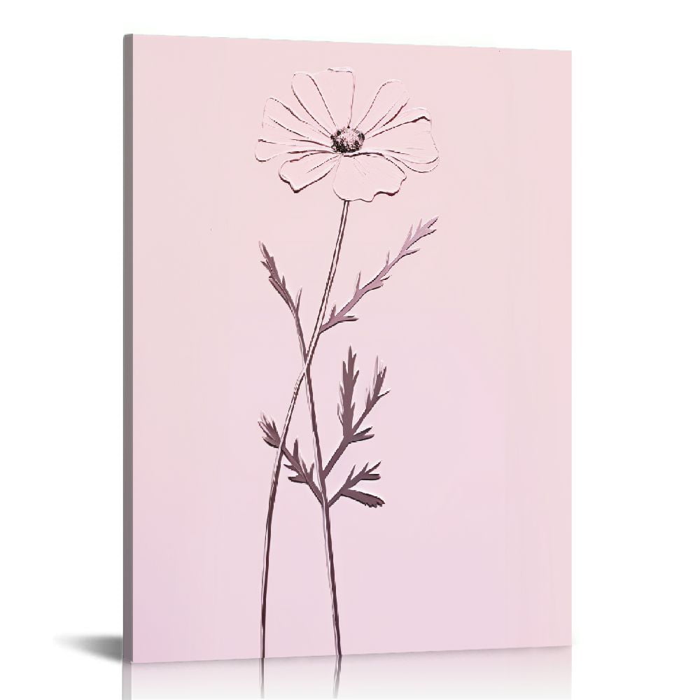 MLJA Framed Botanical Pink Flower Canvas Prints Wall Art Line Art ...