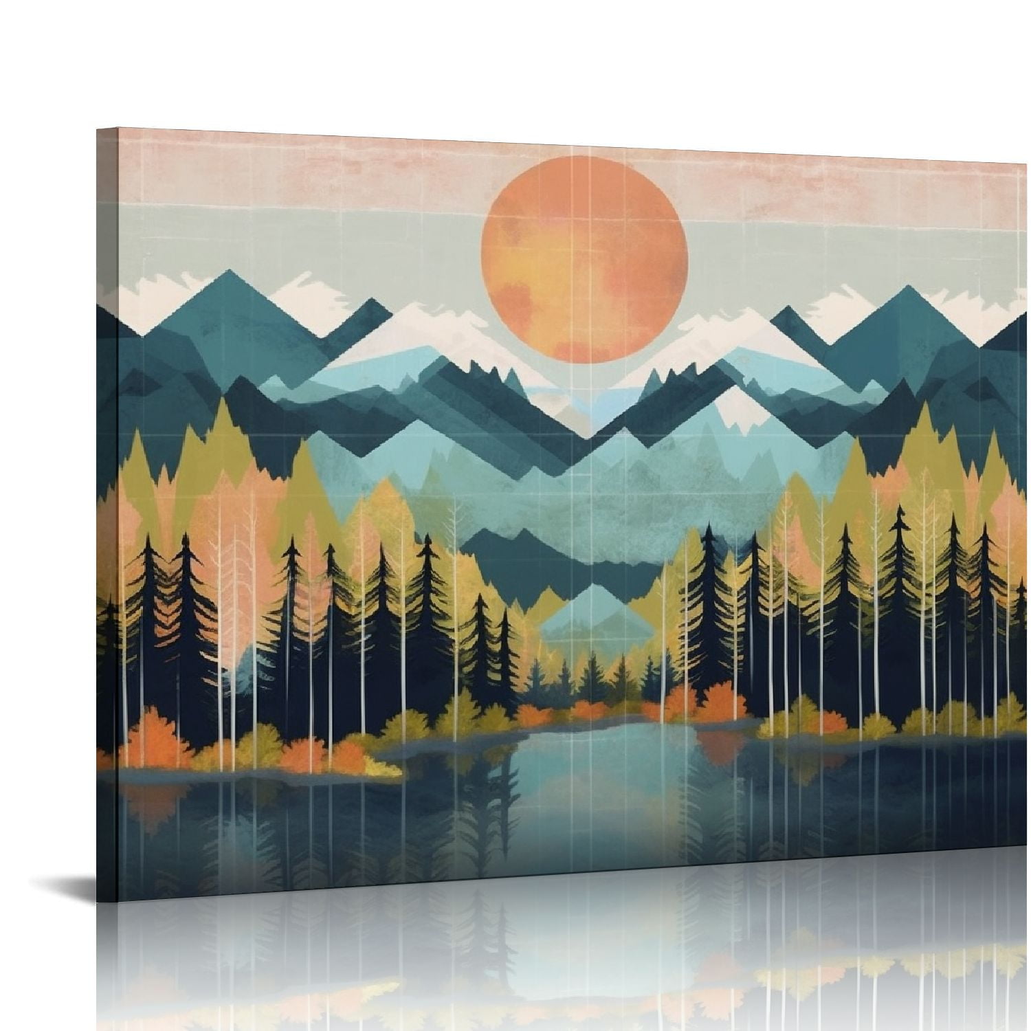 COMIO Framed Canvas Home Artwork Decoration Abstract Mountain Nature ...