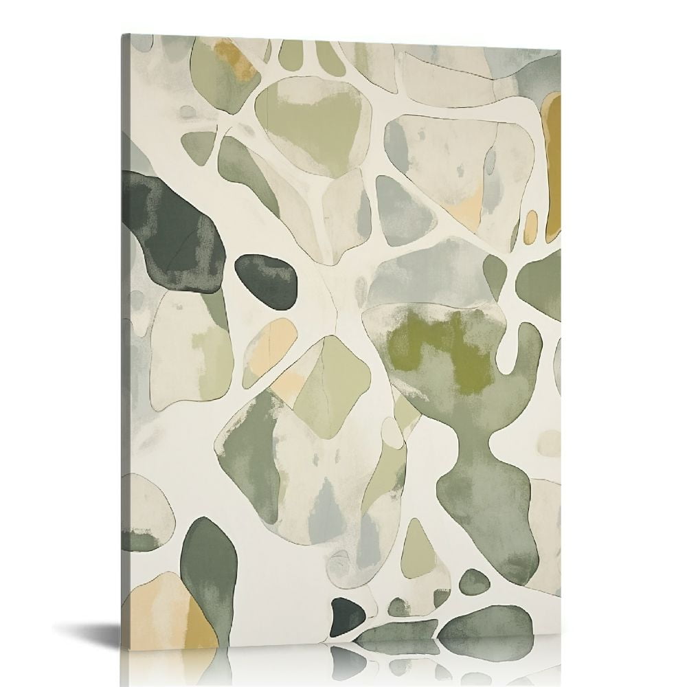 COMIO Framed Canvas Print Wall Art Gray and Tan Ink Blot Collage ...